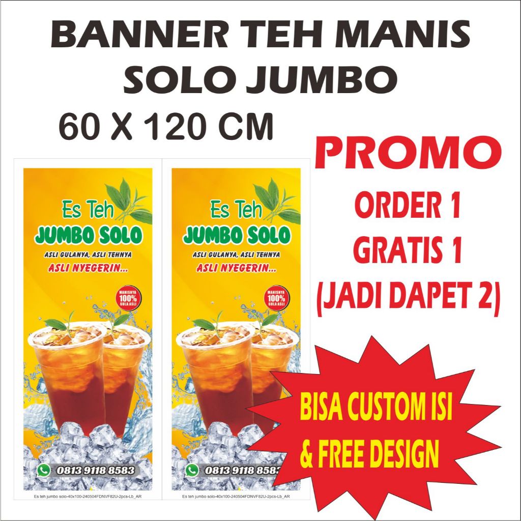 Jual Banner Es Teh Jumbo Solo ukuran 60 x 120 CM Beli 1 Dapet 2 Bisa ...