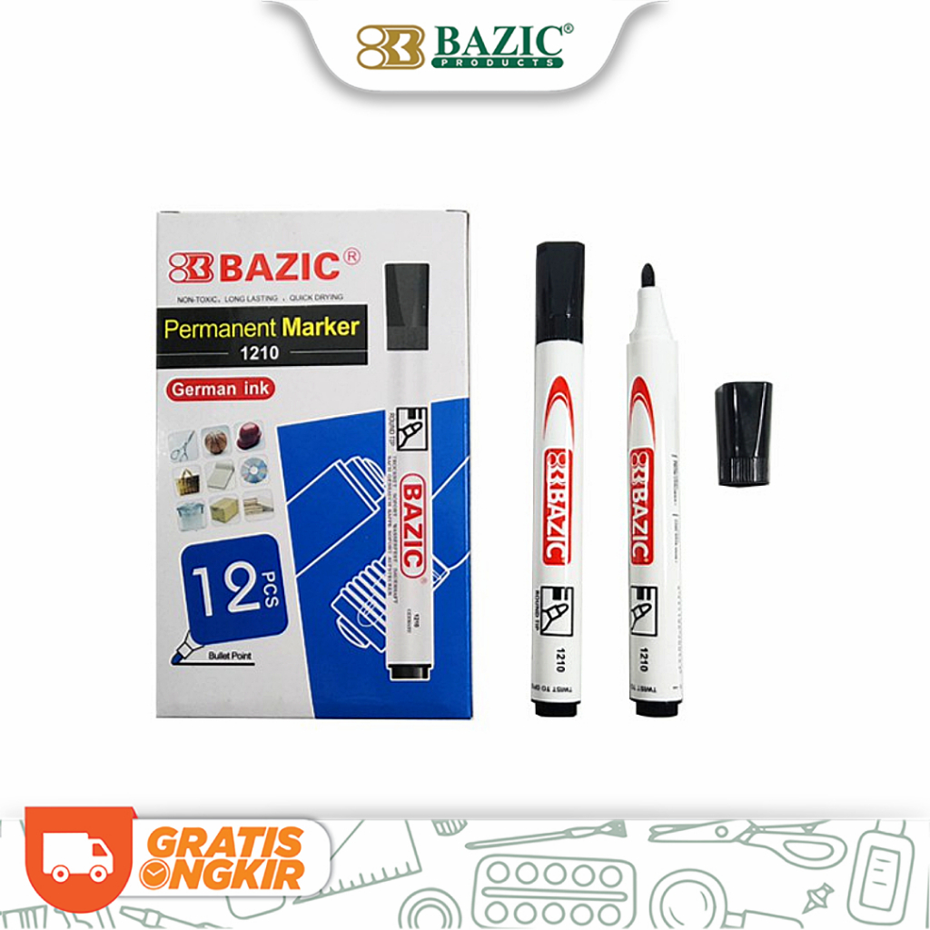 Jual Bazic Permanent Marker Black (12/Pack) - Spidol Permanen Hitam ...