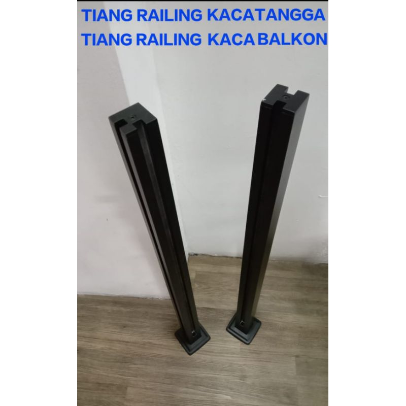 Jual Tiang Railing tangga kaca balkon Aluminium Black Series 1 mtr ...