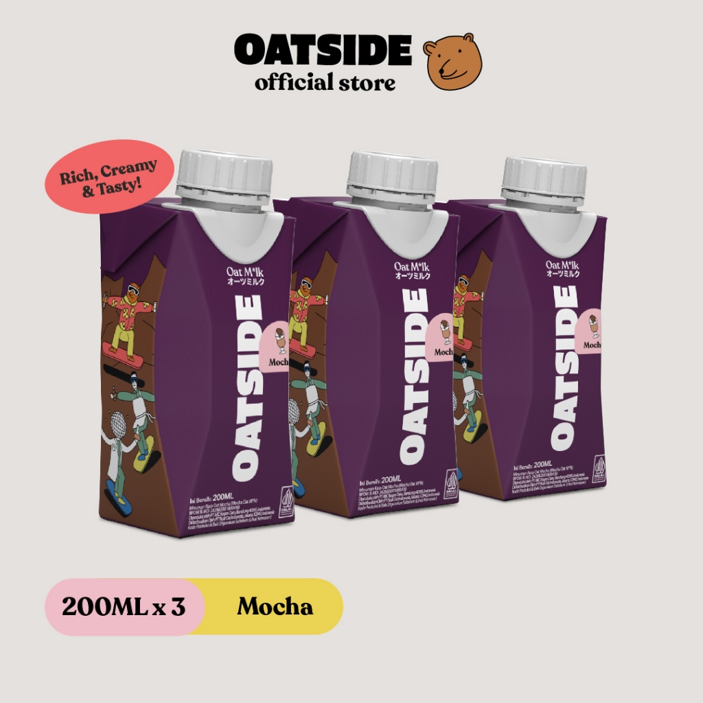Jual OATSIDE Mini Cap Oat Milk Mocha 200ml (3pcs) (Kemasan Tutup Botol) | Susu Oat Rasa Moka ...