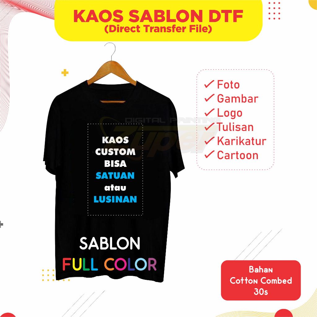 Jual KAOS SABLON CUSTOM DTF / SABLON KAOS SATUAN / KAOS FAMILY COUPLE ...