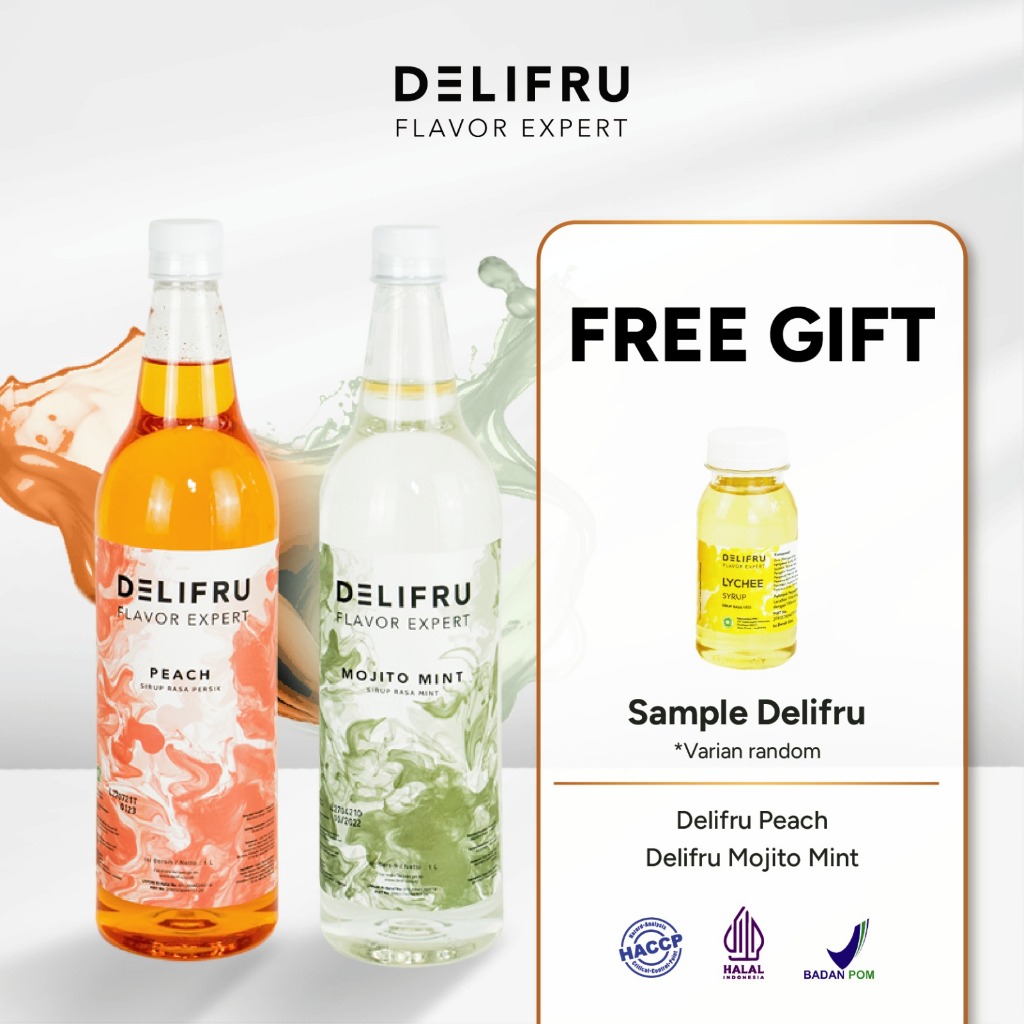 Jual Delifru Paket Bundling Syrup Peach 1L + Sirup Mojito Mint 1L ...