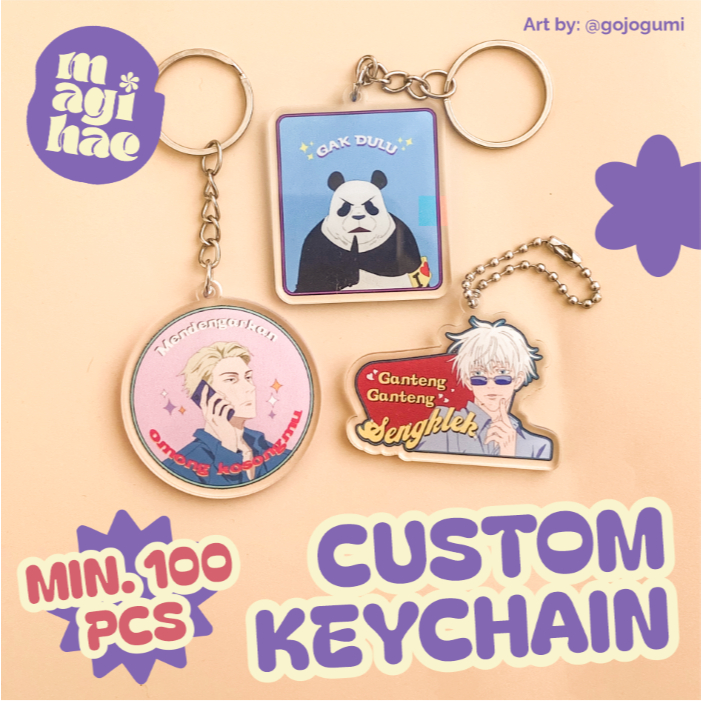 Jual [Min. 100pcs] Custom Keychain Akrilik | Ganci Gantungan Kunci ...