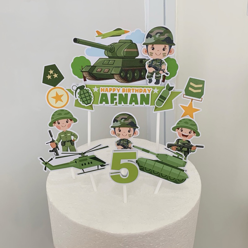 Jual Cake Topper 3D Karakter Tentara Army TNI AD Tank Hiasan Kue Ulang ...