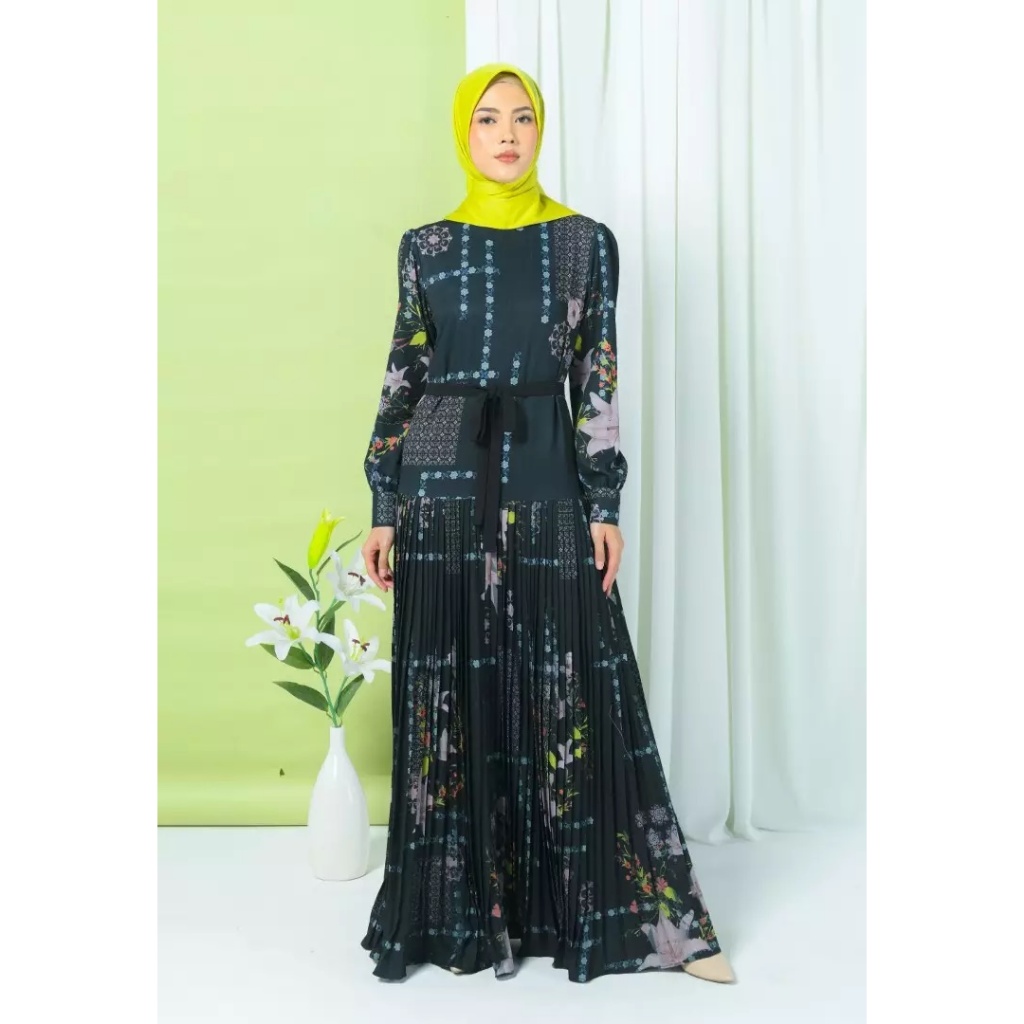 Jual Zoya GAZELA Dress Black - Gamis Motif Muslim Wanita Wudhu Friendly ...