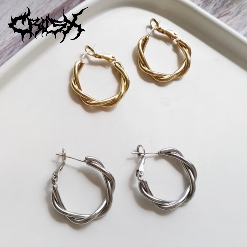 Jual ANKER EARRINGS SET / 2PCS SPIRAL SILVER EARRINGS ANTING UNIK ...
