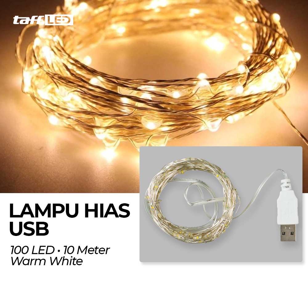 Jual Lampu Hias String Lights IP65 USB 100 LED 10M Warm White Lampu ...