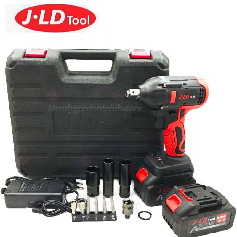 Jual JLD 13MM CORDLESS IMPACT WRENCH BRUSHLESS 350N.M / impact baterai 88VF / MESIN BOR JV88 ...