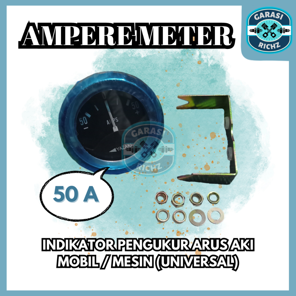 Jual AMPERE METER DC - 50A / AMPER CAS ANALOG / INDIKATOR PENGUKUR ARUS ...