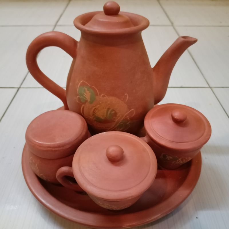 Jual Poci Set Tanah Liat Motif Bligo oleh oleh khas tegal | Shopee ...