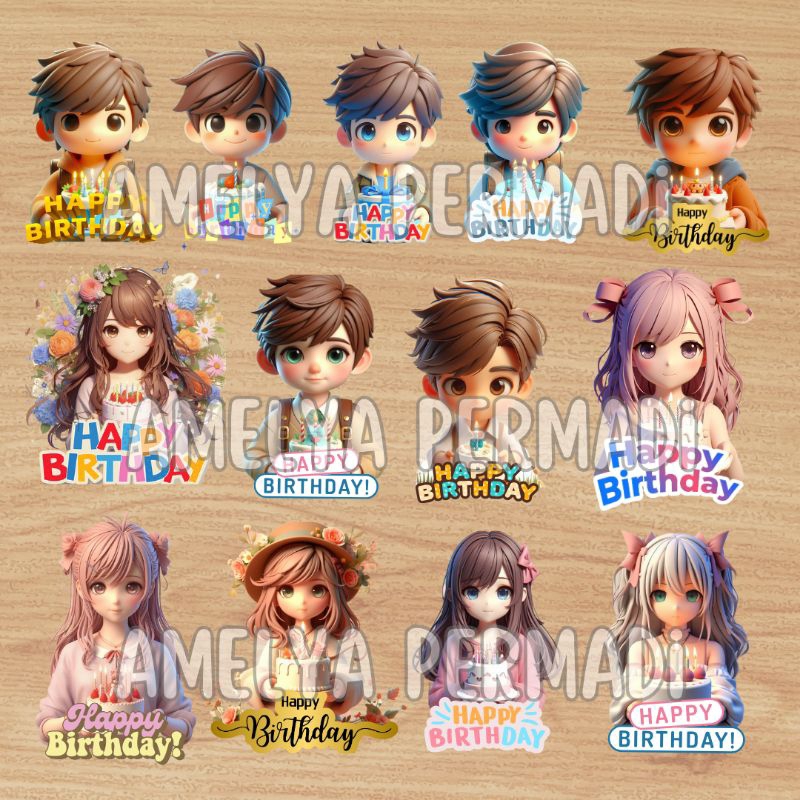 Jual topper buket tema ulang tahun ucapan happy birthday | Shopee Indonesia
