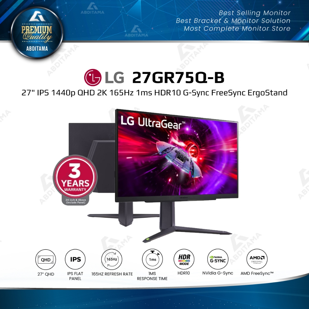 Jual Monitor Gaming LED LG UltraGear 27GR75Q-B 27" IPS 1440p QHD 2K ...