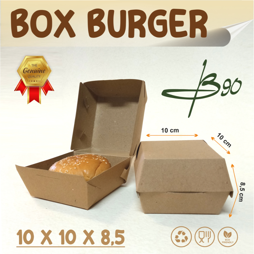 Jual Dus Burger Box Size 10x10x8,5 Kraft Kotak Brown Paper Craft Roti ...