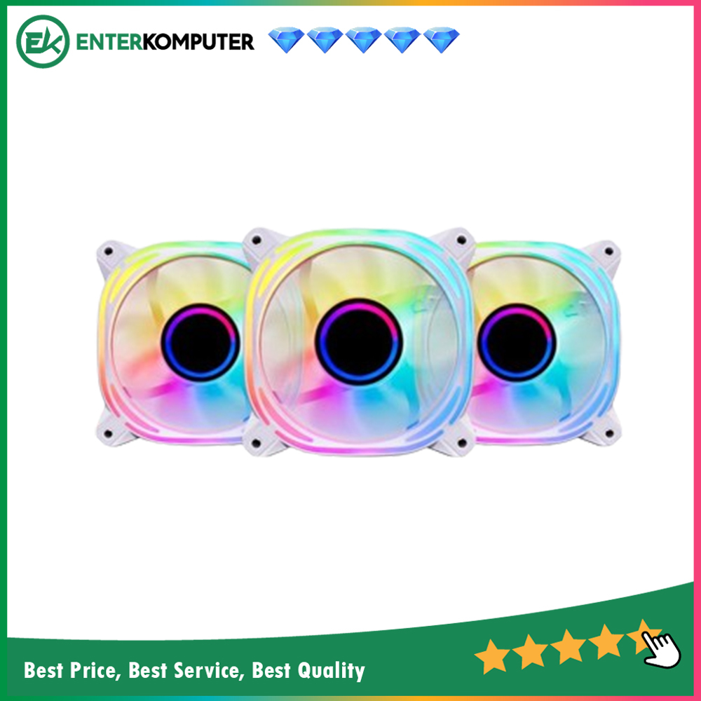 Jual CUBE GAMING MYSTIQUE FAN White 12CM PWM A-RGB Fan (3x 12CM PWM Fan ...