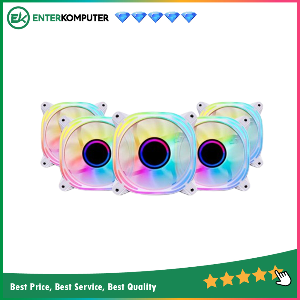 Jual CUBE GAMING MYSTIQUE FAN White 12CM PWM A-RGB Fan (5x 12CM PWM Fan ...