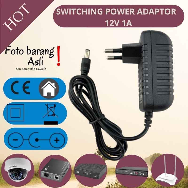 Jual ORIGINAL ADAPTOR BAWAAN 12V 1A STB set top box CCTV MODEM ROUTER ...