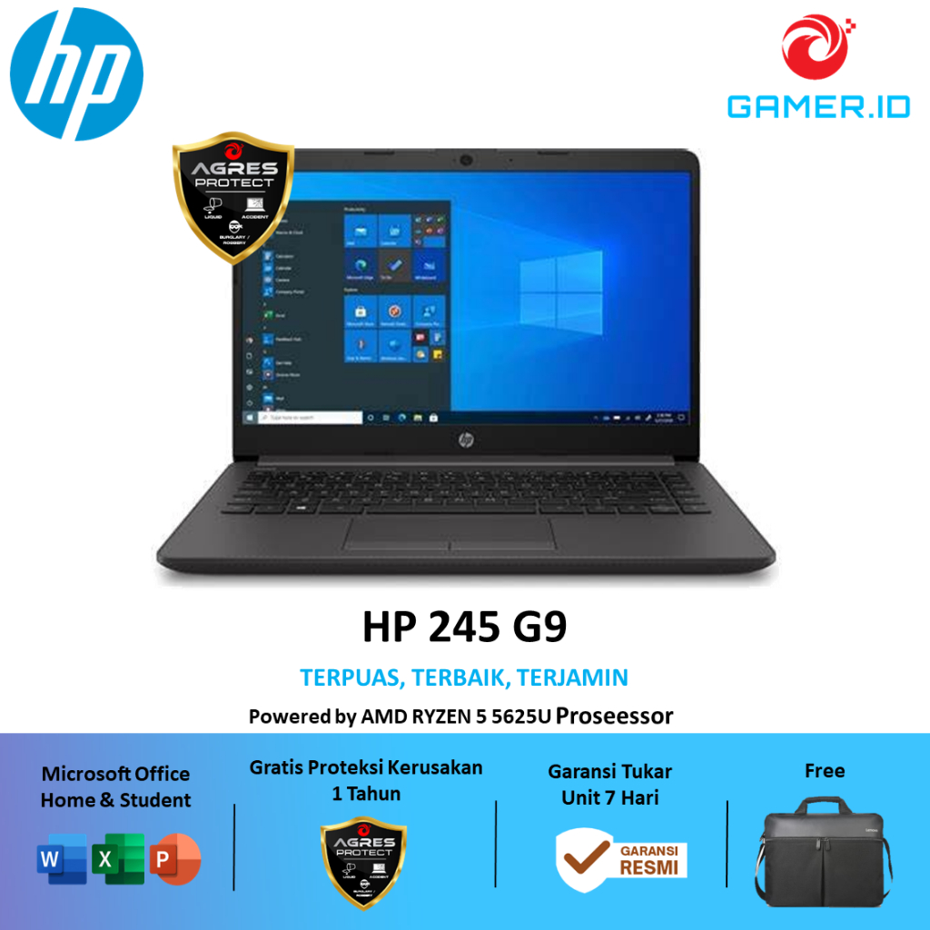 Jual HP 245 G9 RYZEN 5 5625U RAM 8GB/16GB 512GB SSD VEGA7 WIN11 14" HD ...