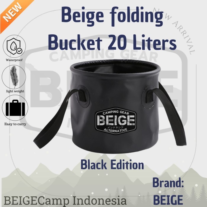 Jual Beige folding bucket portanle camping outdoor | Shopee Indonesia