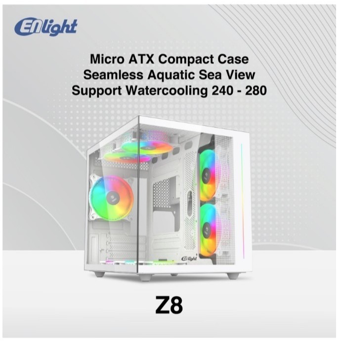 Jual Casing Komputer ENLIGHT Z8 WHITE - Micro ATX - INCLUDE 3 FAN ...