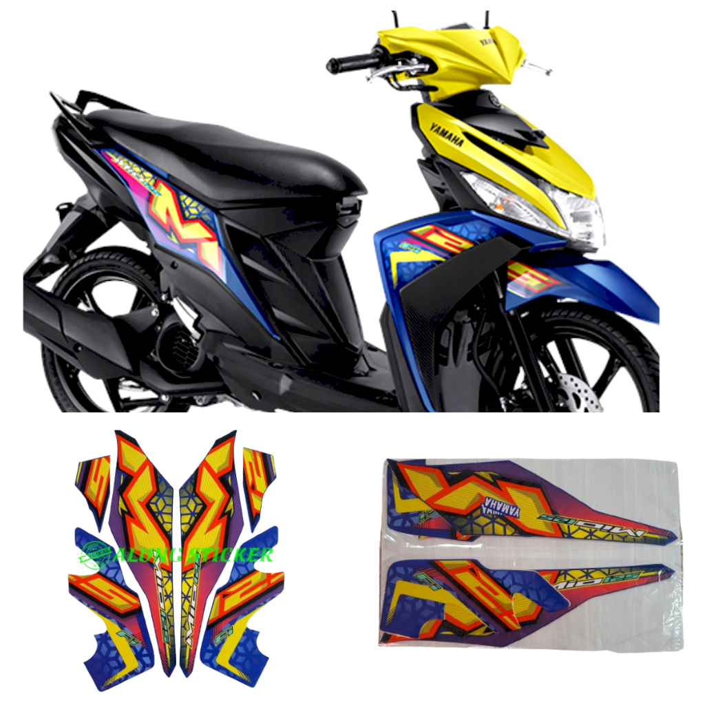 Jual STIKER STRIPING LIS LES BODY MOTOR MIO M3 125 FI 2024 BIRU KUNING ...