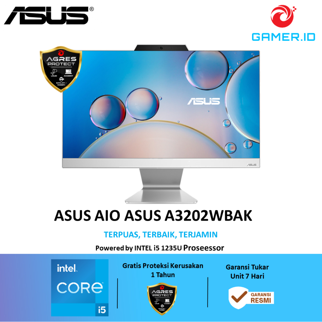 Jual PC AIO ASUS A3202WBAK i5 1235U 8GB 512GB SSD Win11 21.5" FHD WHITE | Shopee Indonesia