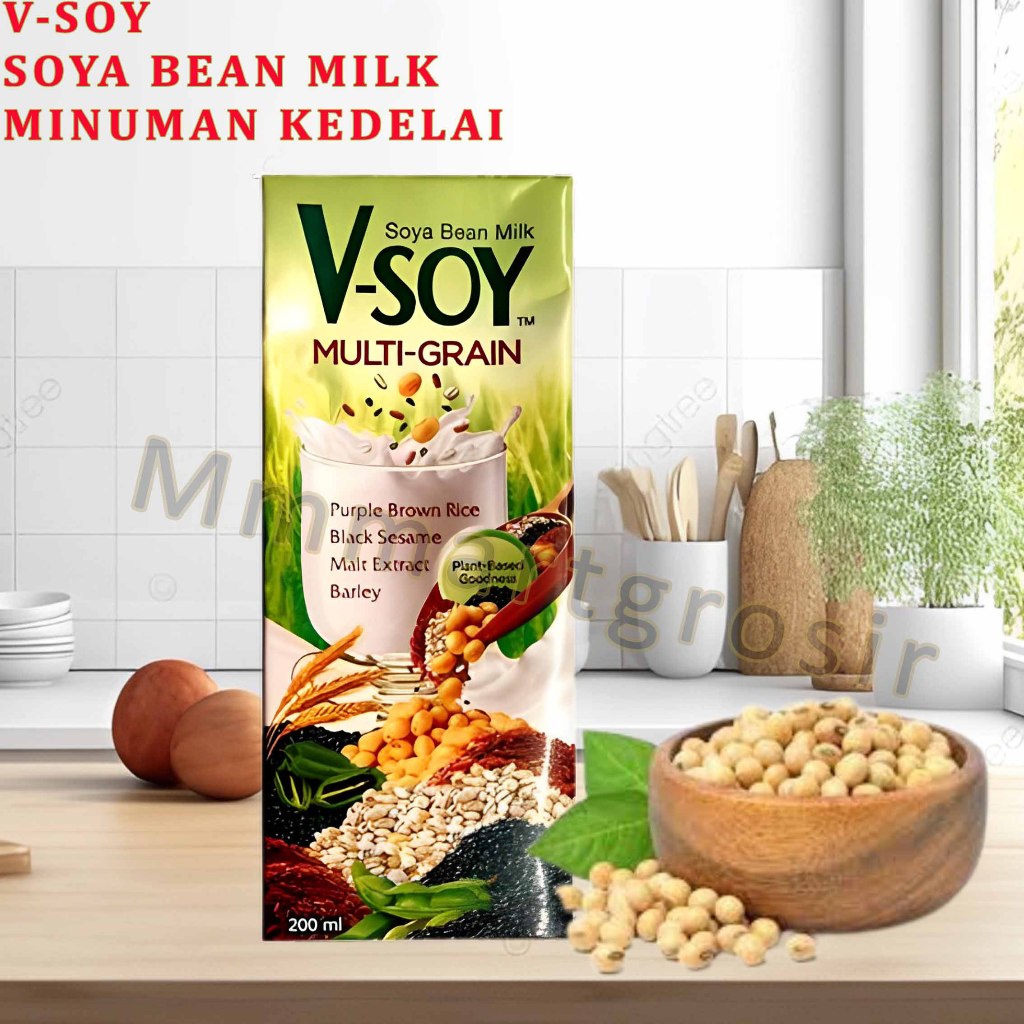 Jual V-Soy / Minuman Soya Bean Milk / Minuman Kedelai Multi-Grain / 200ml | Shopee Indonesia