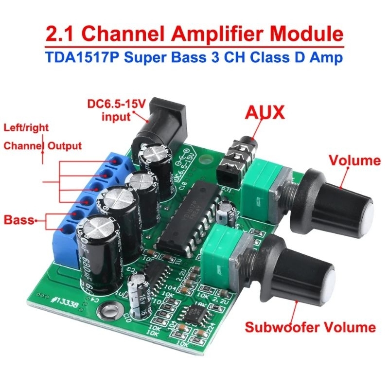 Jual TDA1517P 2.1 Super Bass Mini Micro 3 CH Power Amplifier Board 6W ...