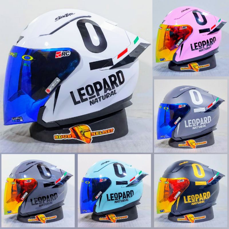 Jual Helm ALV Genos solid white modif (Paket Ganteng) Leopard | Shopee ...