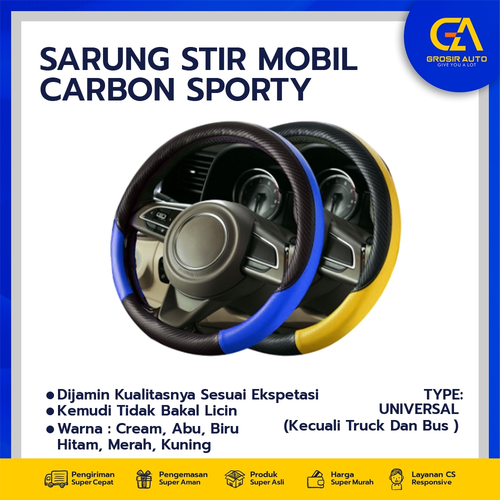 Jual GrosirAuto Cover Penutup Sarung Stir Setir Mobil Kulit Carbon ...