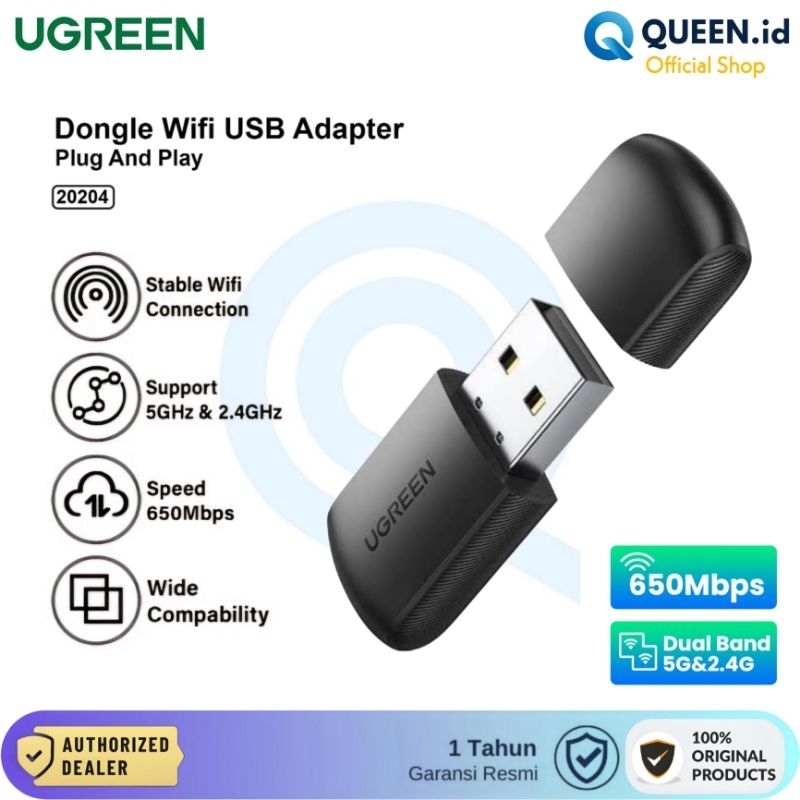 Jual UGREEN WiFi USB Receiver Dongle Adapter Dual Band 2.4GHz - 5Ghz ...