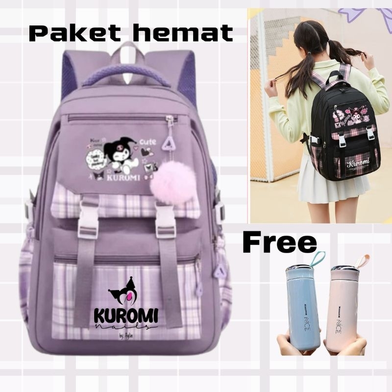 Jual Tas Ransel Kuromi Tas Anak Sekolah Perempuan Terbaru untuk SD SMP SMA Motif karakter kartun ...