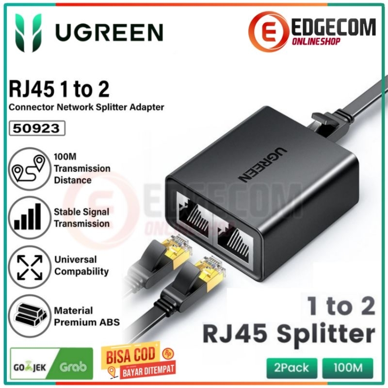 Jual UGREEN Adapter Connector RJ45 LAN Splitter 1 to 2 Ethernet 50923 ...