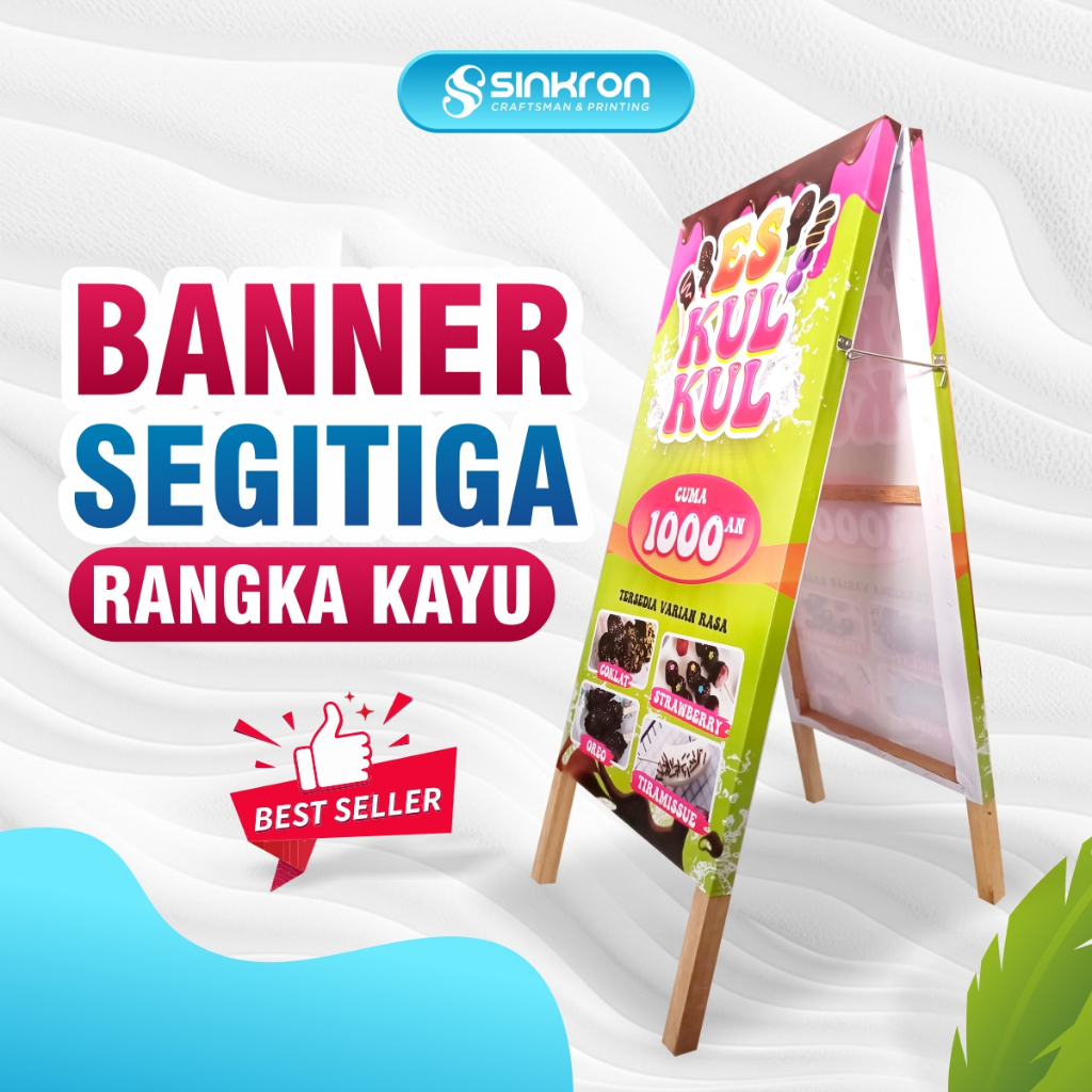 Jual PLANG MEREK - SPANDUK STAND BANNER RANGKA KAYU 2 SISI /SPANDUK JUALAN/BANNER SEGITIGA ...