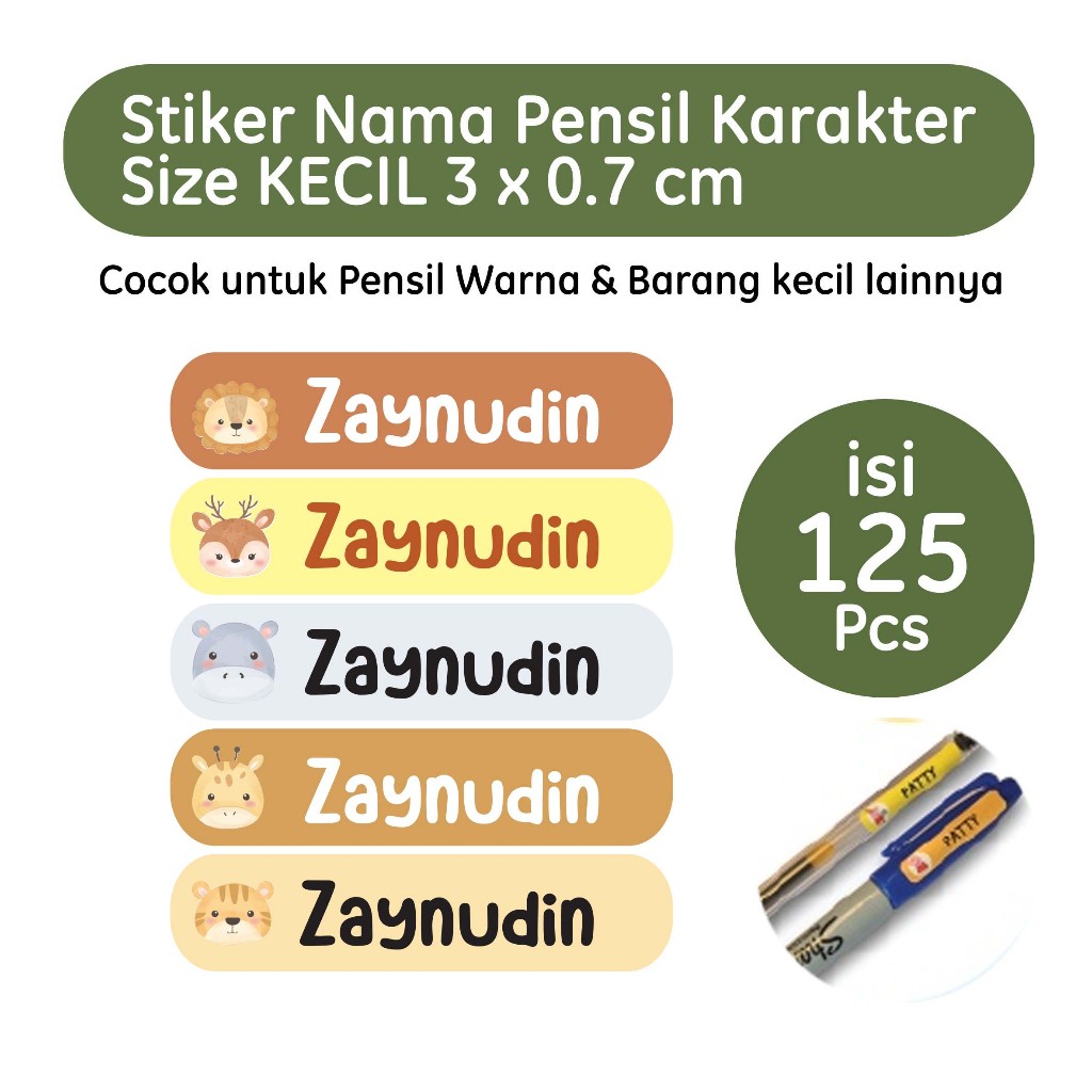 Jual 125 PCS Stiker Label Nama Custom Ukuran Kecil / Stiker Pensil ...