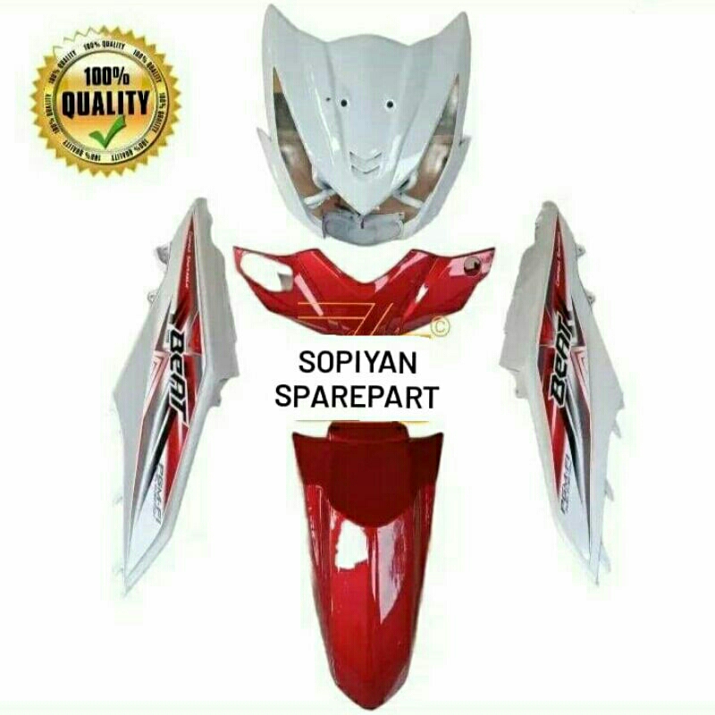 Jual COVER FULL BODY HALUS + STRIPING HONDA BEAT FI 2013-2016 MERAH ...