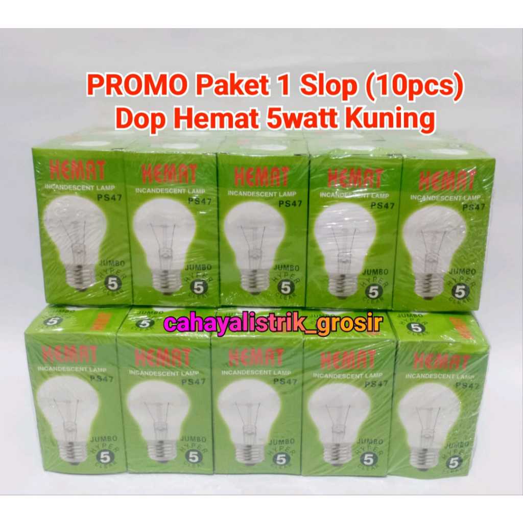 Jual PROMO Paket 1 Slop (10pcs) Lampu Dop Pijar HEMAT 5 watt Kuning ...