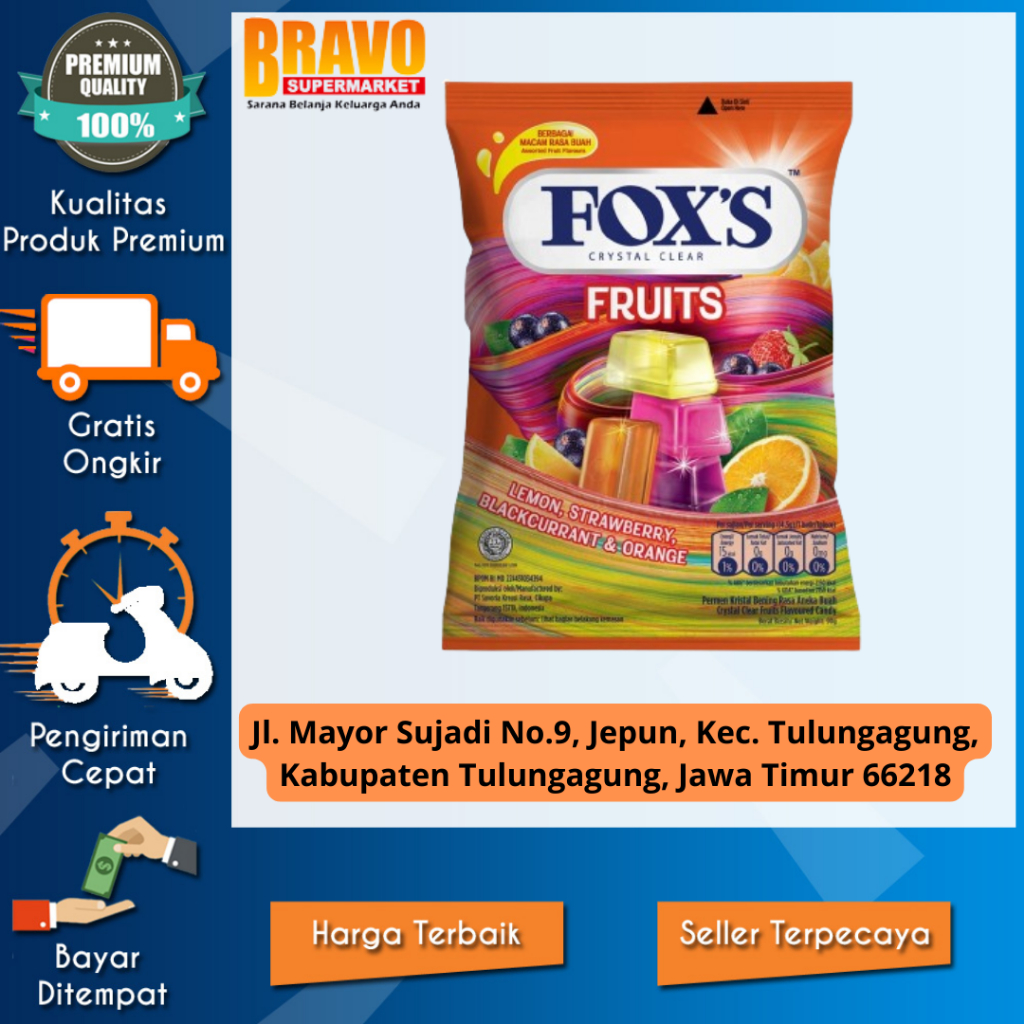 Jual Bravo Supermarket Tulungagung - FOX'S Fruit Bag - Permen Rasa Buah 90g | Shopee Indonesia