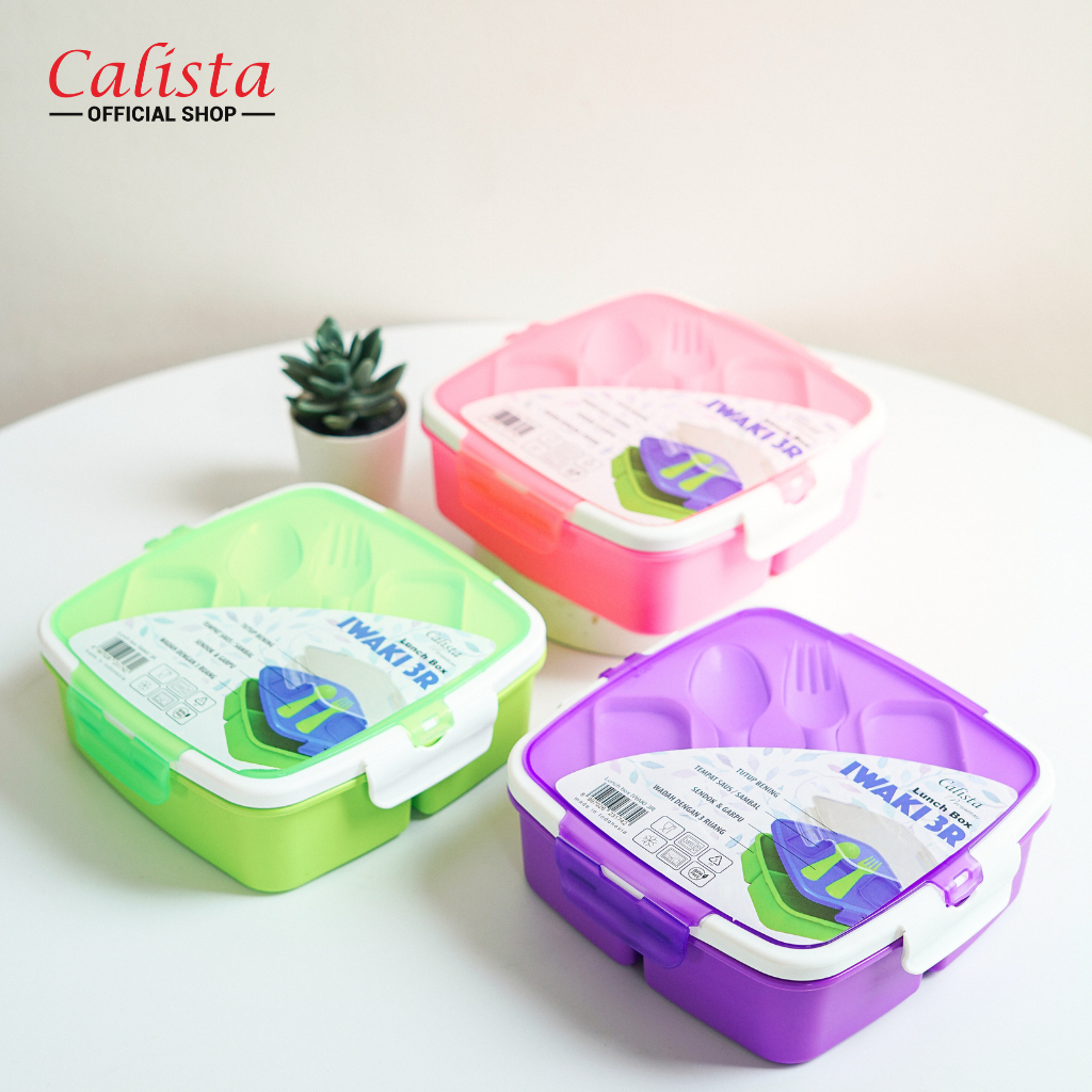 Jual Calista Lunch Box Iwaki 3R Kotak Makan Sekat 3 Bonus Sendok Garpu ...