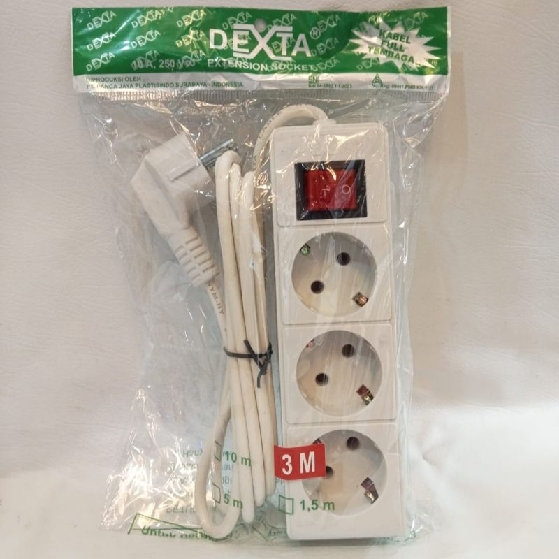 Jual 3 METER DEXTA SNI FULL TEMBAGA / STOP KONTAK ARDE EXTENSION SWITCH ...