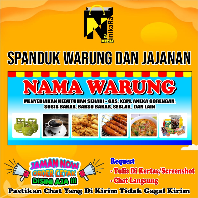 Jual Spanduk warung Terbaru yang lagi Viral ukuran 2x1 M / Banner aneka ...