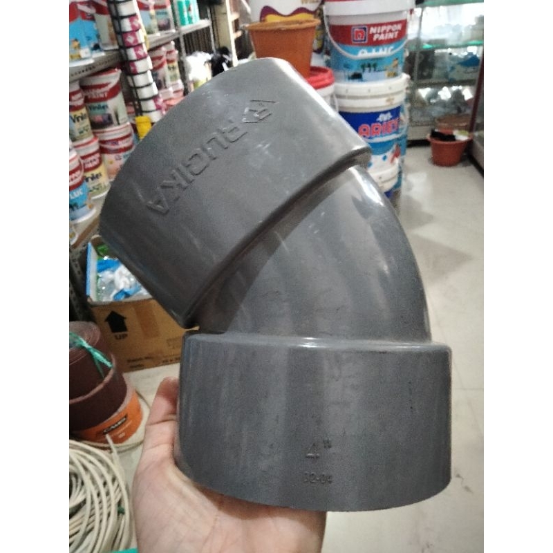Jual KENI ELBOW L 45 DERAJAT SAMBUNGAN FITTING PIPA PVC 4 INCH RUCIKA | Shopee Indonesia
