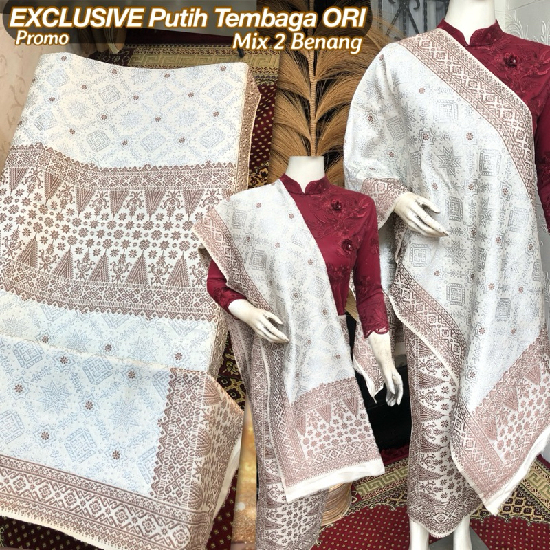 Jual EXCLUSIVE Songket Putih Tembaga Mix ORI /Songket tenun palembang ...