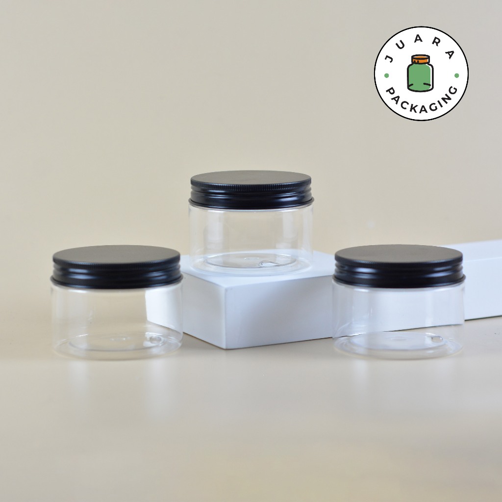 Jual Toples Plastik Tebal 120ml Jar Plastik PET Tutup Aluminium Hitam ...