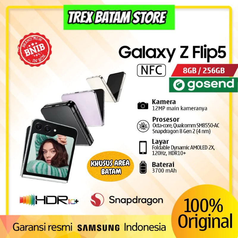 Jual SAMSUNG GALAXY Z FLIP 5 8/256 GB 5G 2024 GARANSI RESMI [ BATAM ...