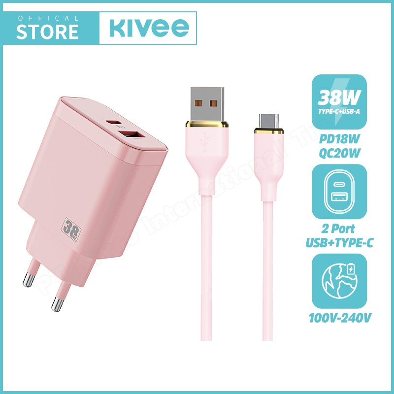 Jual KIVEE Charger iphone Fast Charging 38W And Data cable Lightning Type C for Samsung Xiaomi ...