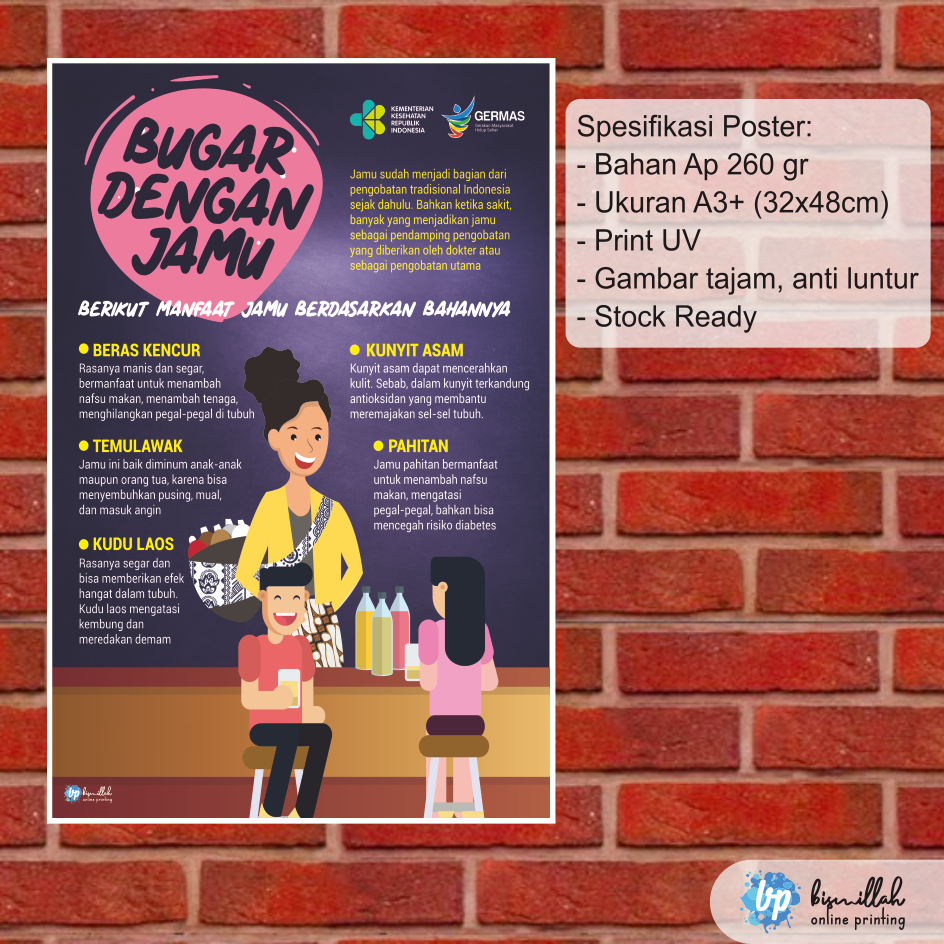 Jual Poster kesehatan bugar dengan jamu sehat tanpa obat | Shopee Indonesia