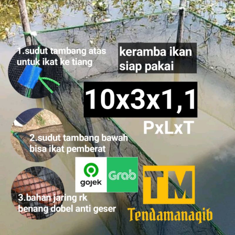 Jual jaring keramba ikan 10x3x1 10x2x1 jaring rk anti geser apung hapa ...