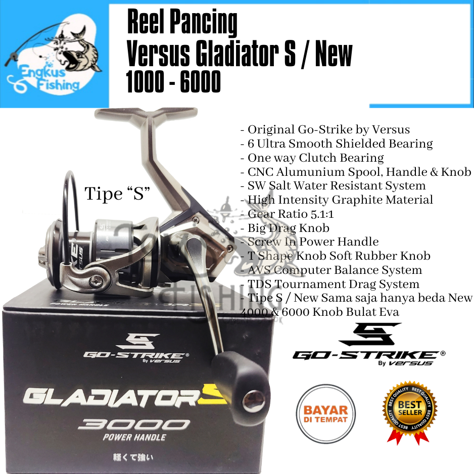 Jual Reel Pancing New Versus Gladiator S / New 1000 - 6000 (7 Seal ...