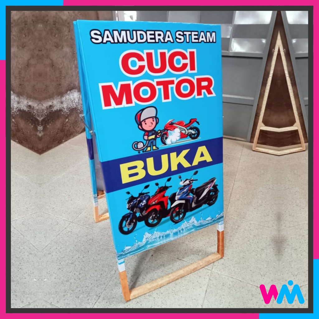 Jual Cuci Motor Stand Banner Segitiga Kayu Lipat 50 x 100 cm | Shopee ...