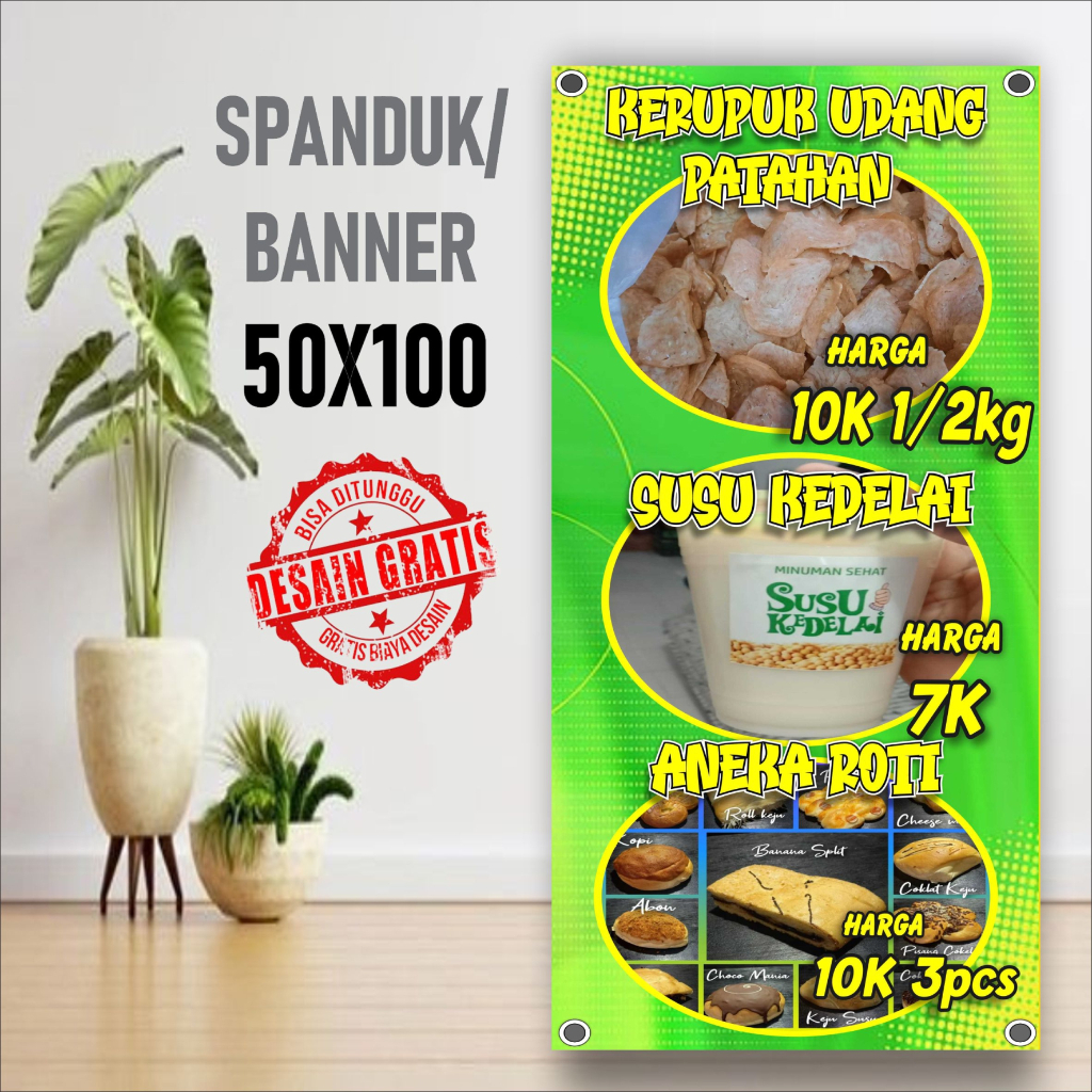 Jual Cetak Banner Cetak Spanduk Aneka Roti Susu Kedelai Dan Kerupuk ...